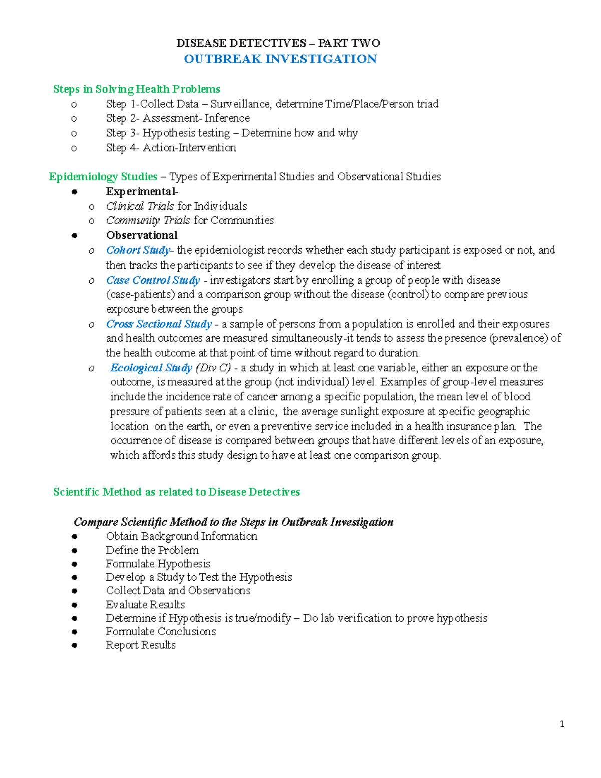 Outbreak Investigation Steps & Epidemiological Methods - 4-DD Guide ...