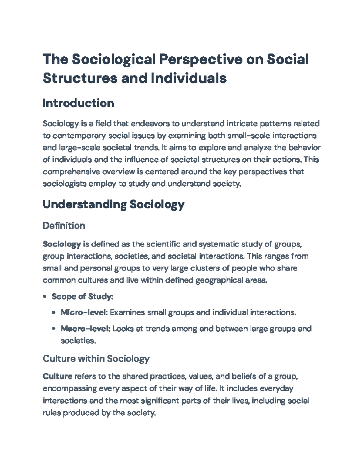Sociology 101: Sociological Perspectives on Structures & Individual ...