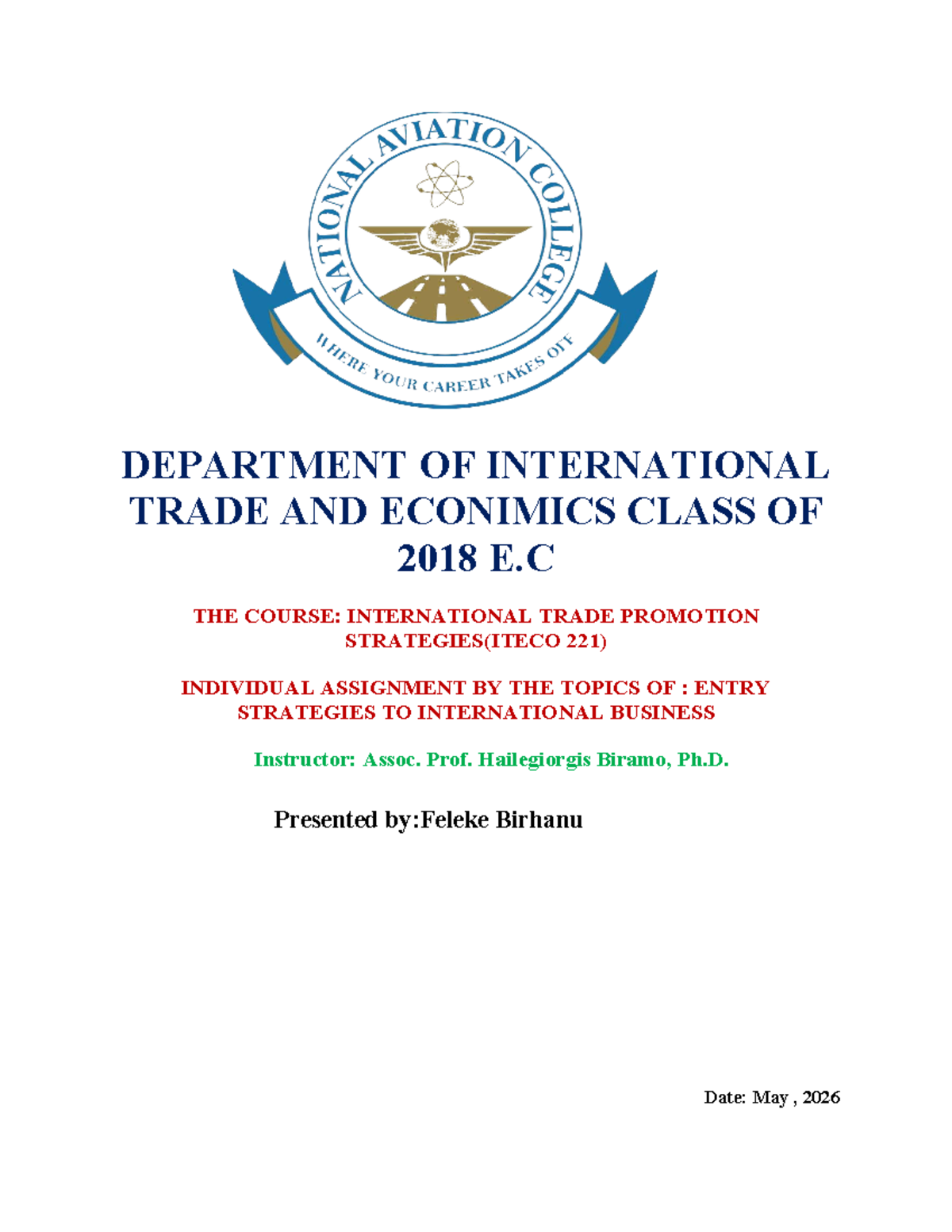ITECO 221: Entry Strategies in International Trade - Edited Term Paper ...