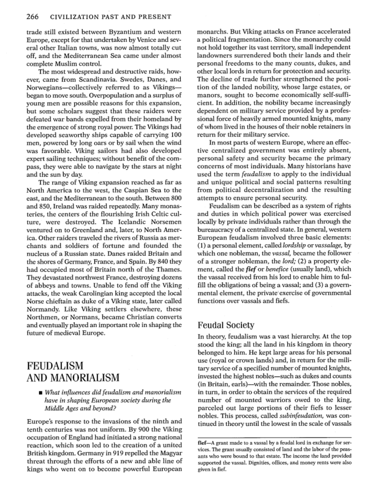 266 CIVILIZATION PAST AND PRESENT: Understanding Feudalism and ...