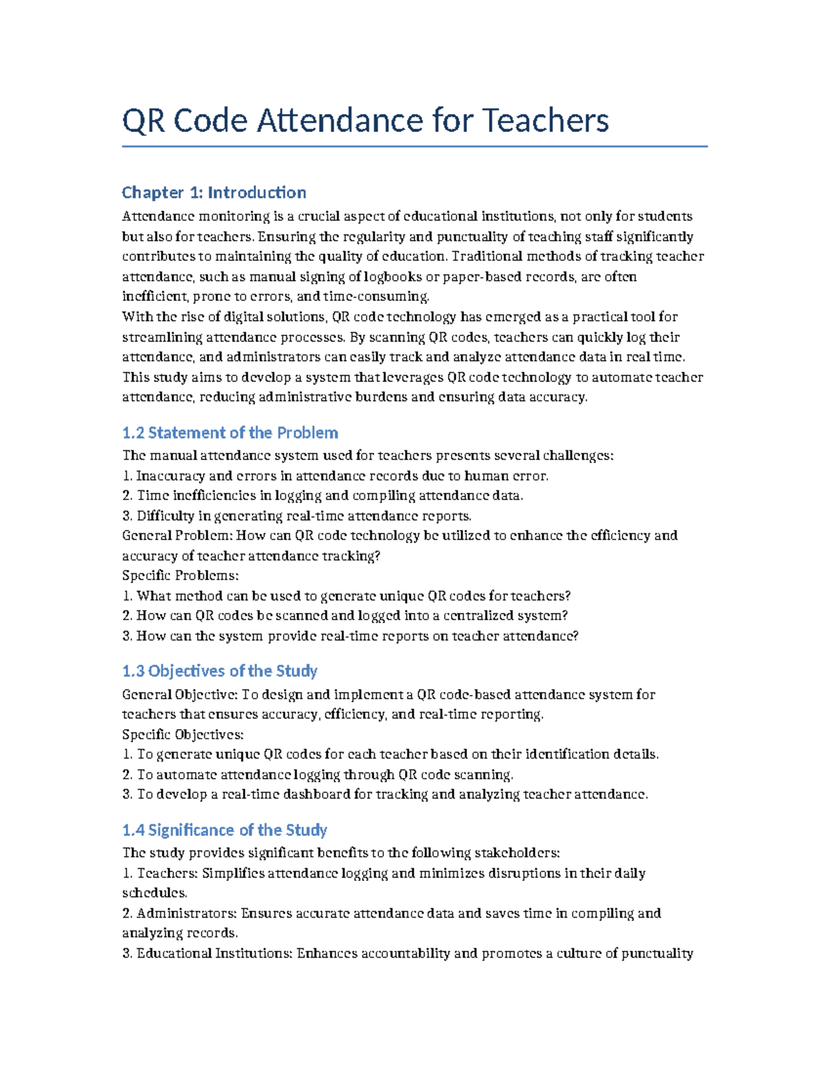 QR Code Attendance System for Teachers: Thesis Overview & Insights ...