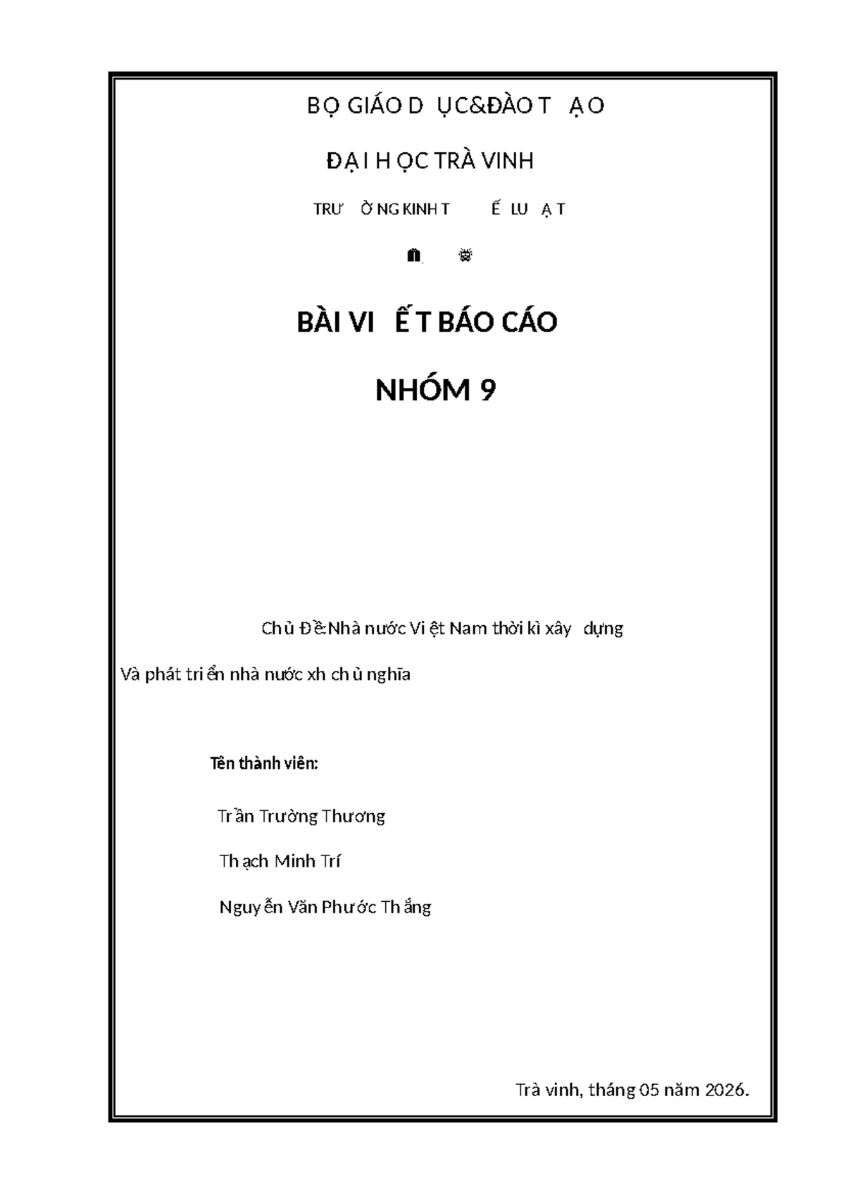 Bài Viết Nhóm 9: Nhà Nước Việt Nam Thời Kỳ Xây Dựng và Phát Triển XHCN ...