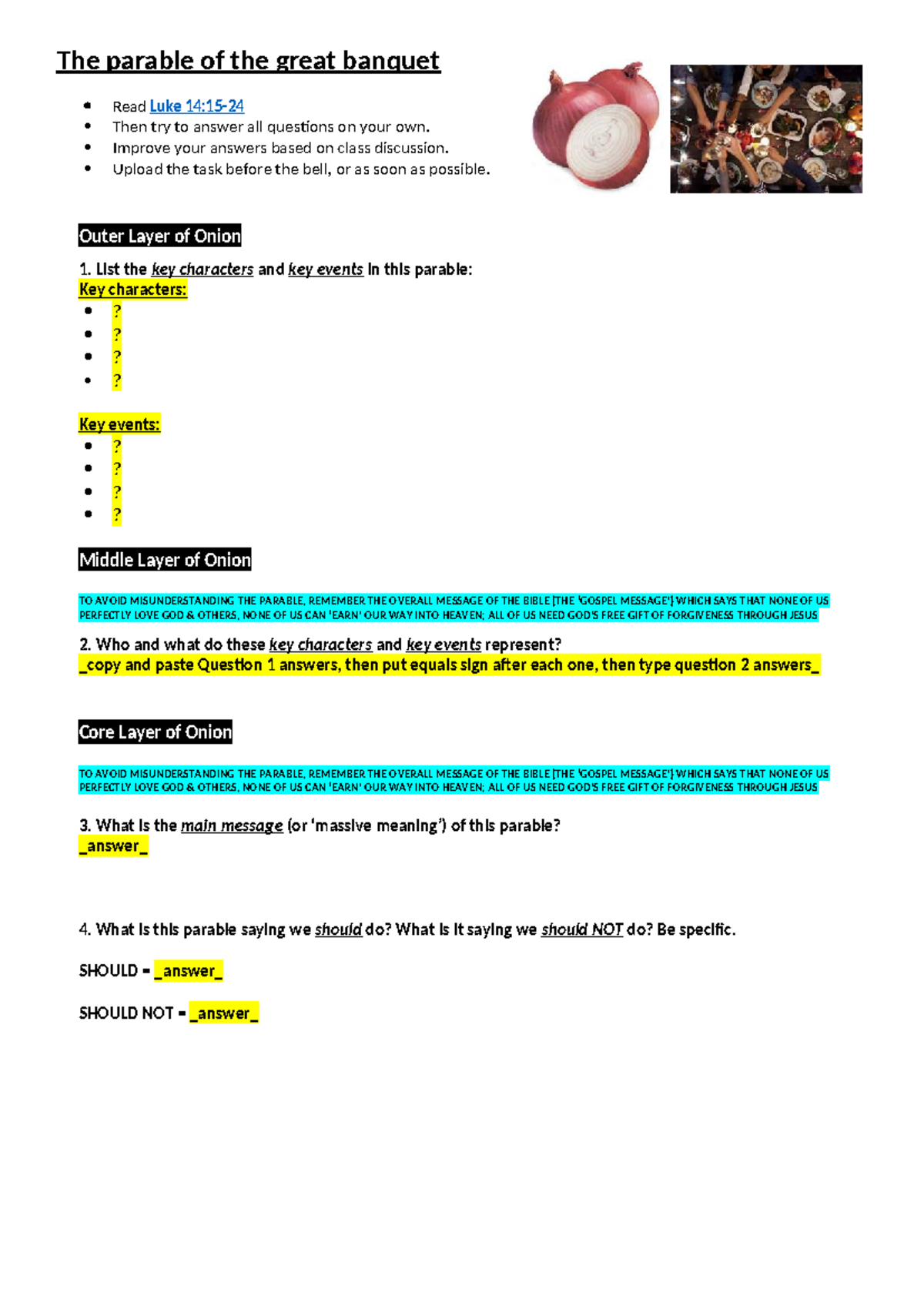 Parable of the Great Banquet: Key Characters & Messages (Luke) - Studocu