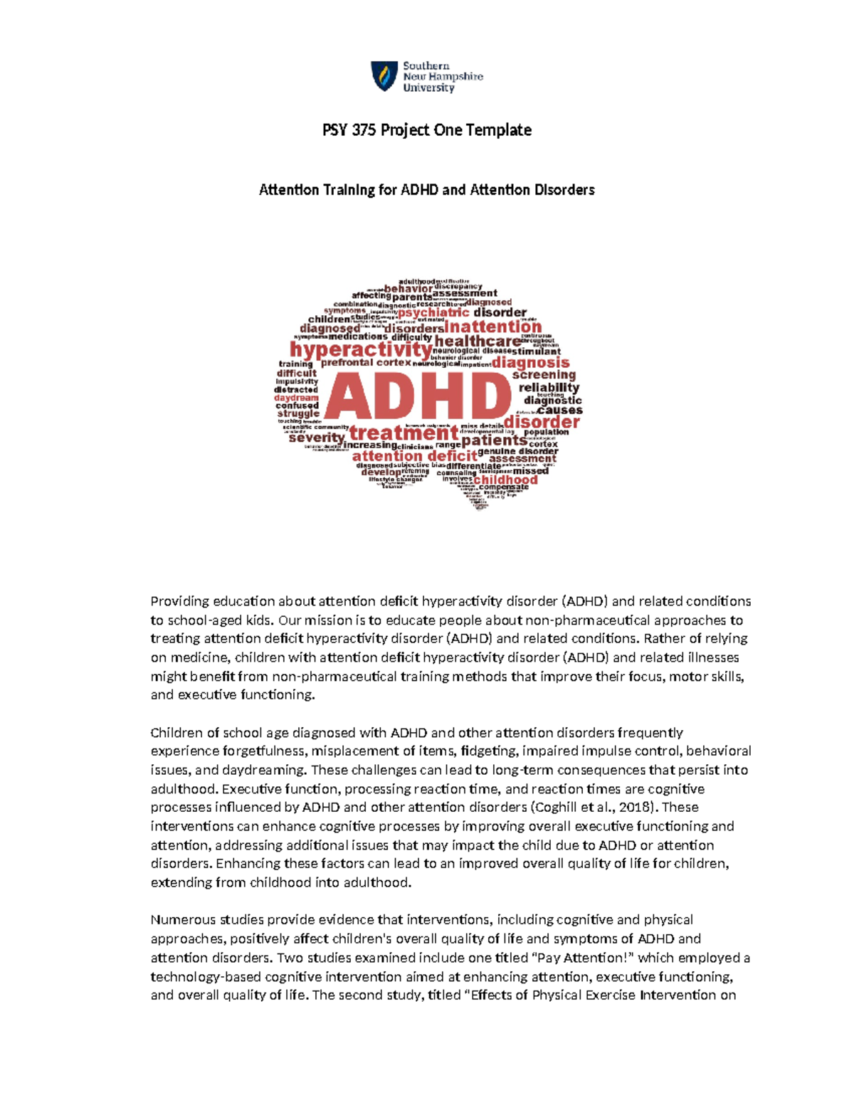 PSY 375 Project One - Homework - PSY 375 Project One Template Attention ...