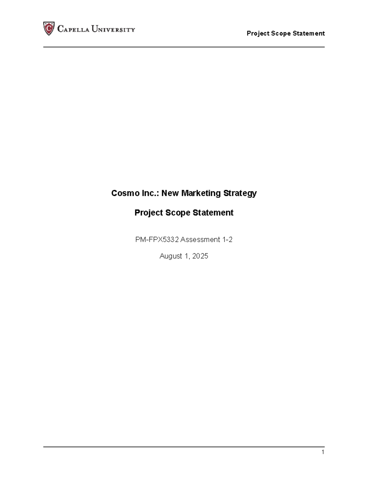 MBA5332 Project Scope Statement: Cosmo Inc. New Marketing Strategy ...
