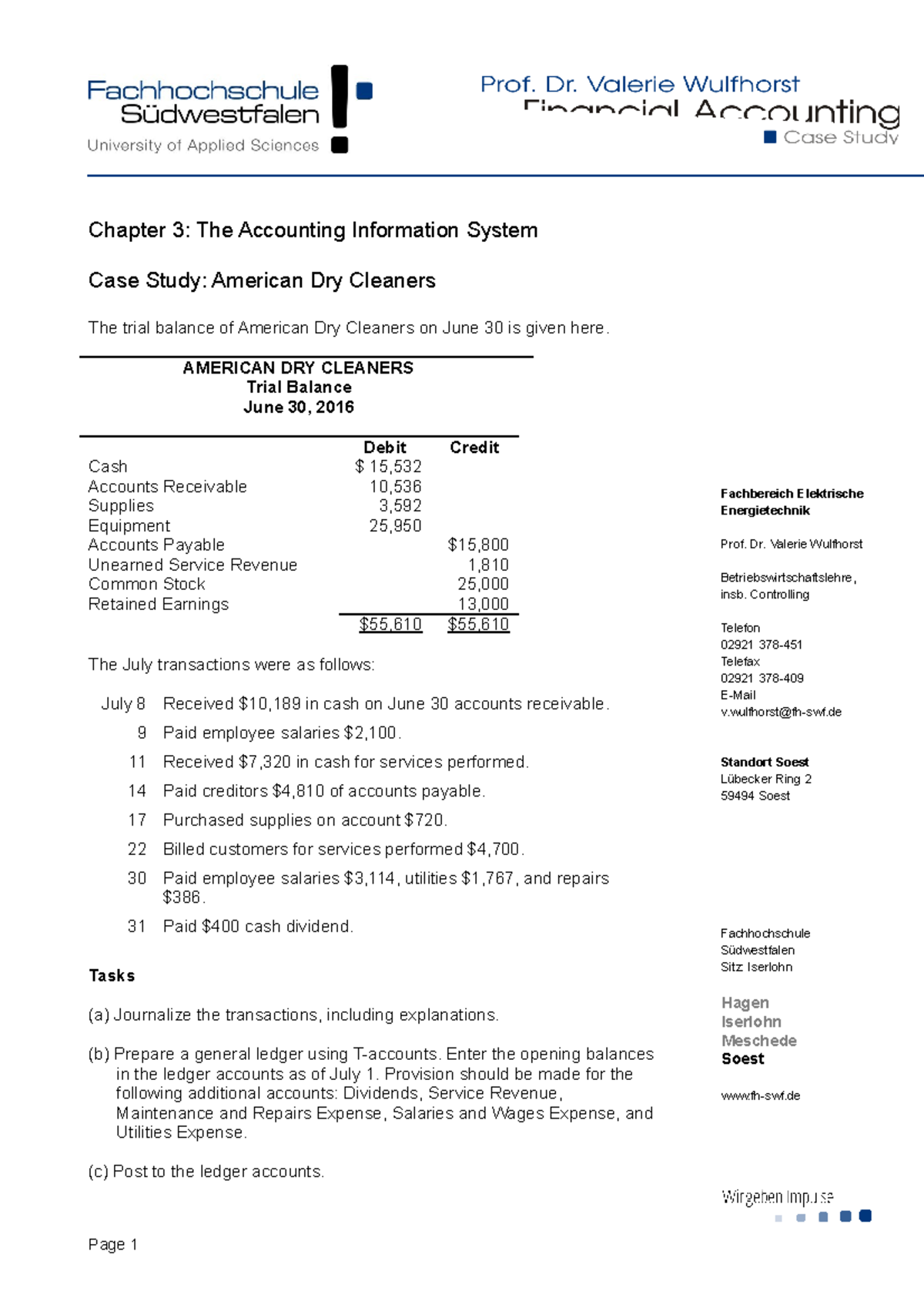 FA Case Study Ch03b Dry Cleaners-1 Solution - Chapter 3: The Accounting ...