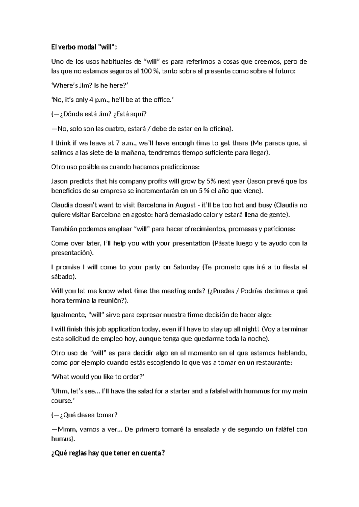 Be Going To and Will - El verbo modal “will”: Uno de los usos ...