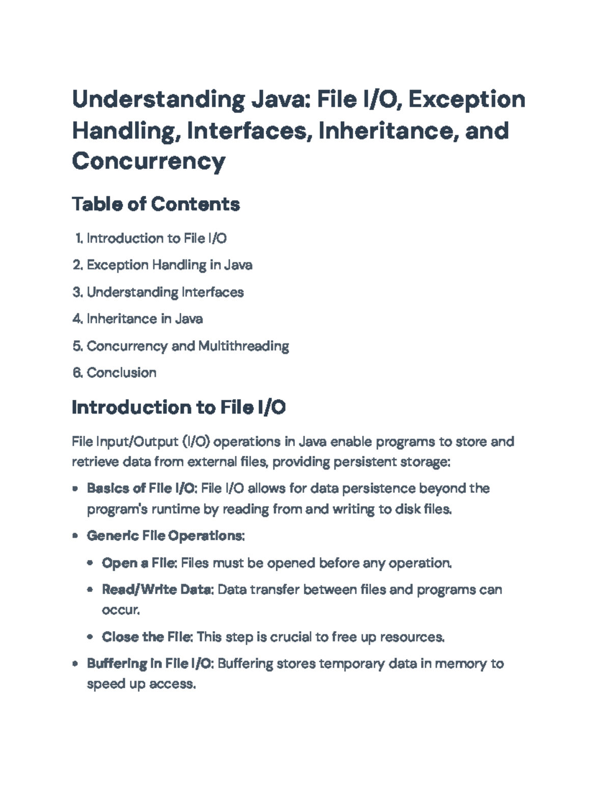 Java Concepts: File I/O, Exception Handling, Inheritance & Concurrency ...