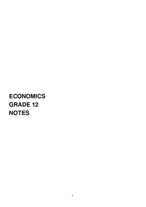 Economics Grade 12 Notes - ECONOMICS GRADE 12 NOTES 1 Protectionism and ...