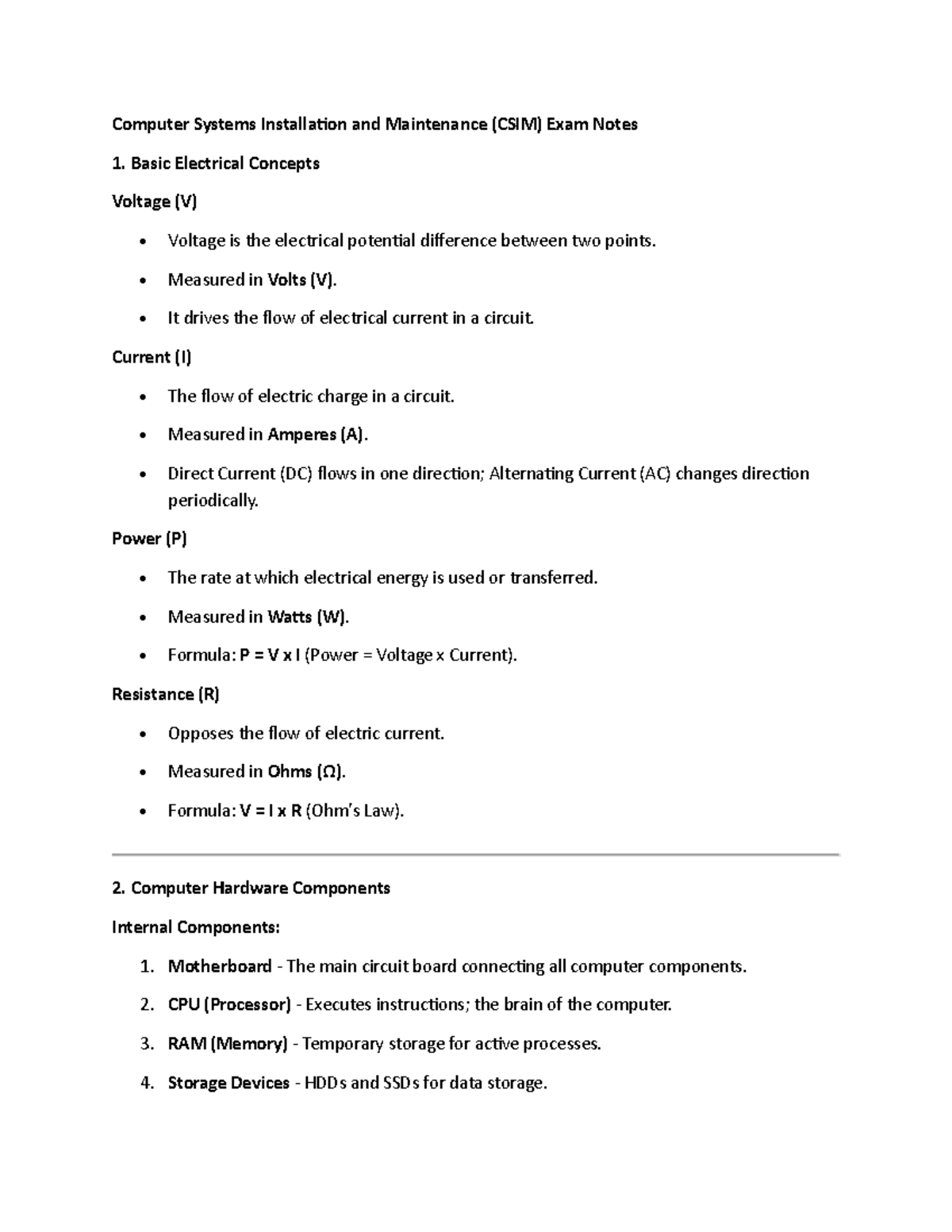 CSIM Exam Notes: Key Concepts in Computer Systems Installation - Studocu