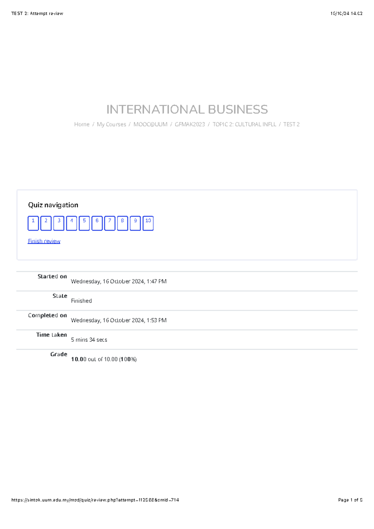 MOOC PRACTICE TEST 2 - INTERNATIONAL BUSINESS Home / My Courses / MOOC ...