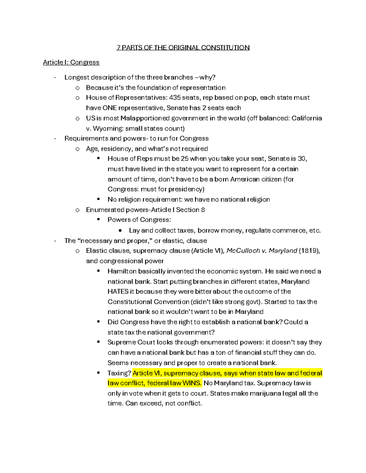 Final Exam Study Guide: Overview of the U.S. Constitution - Studocu