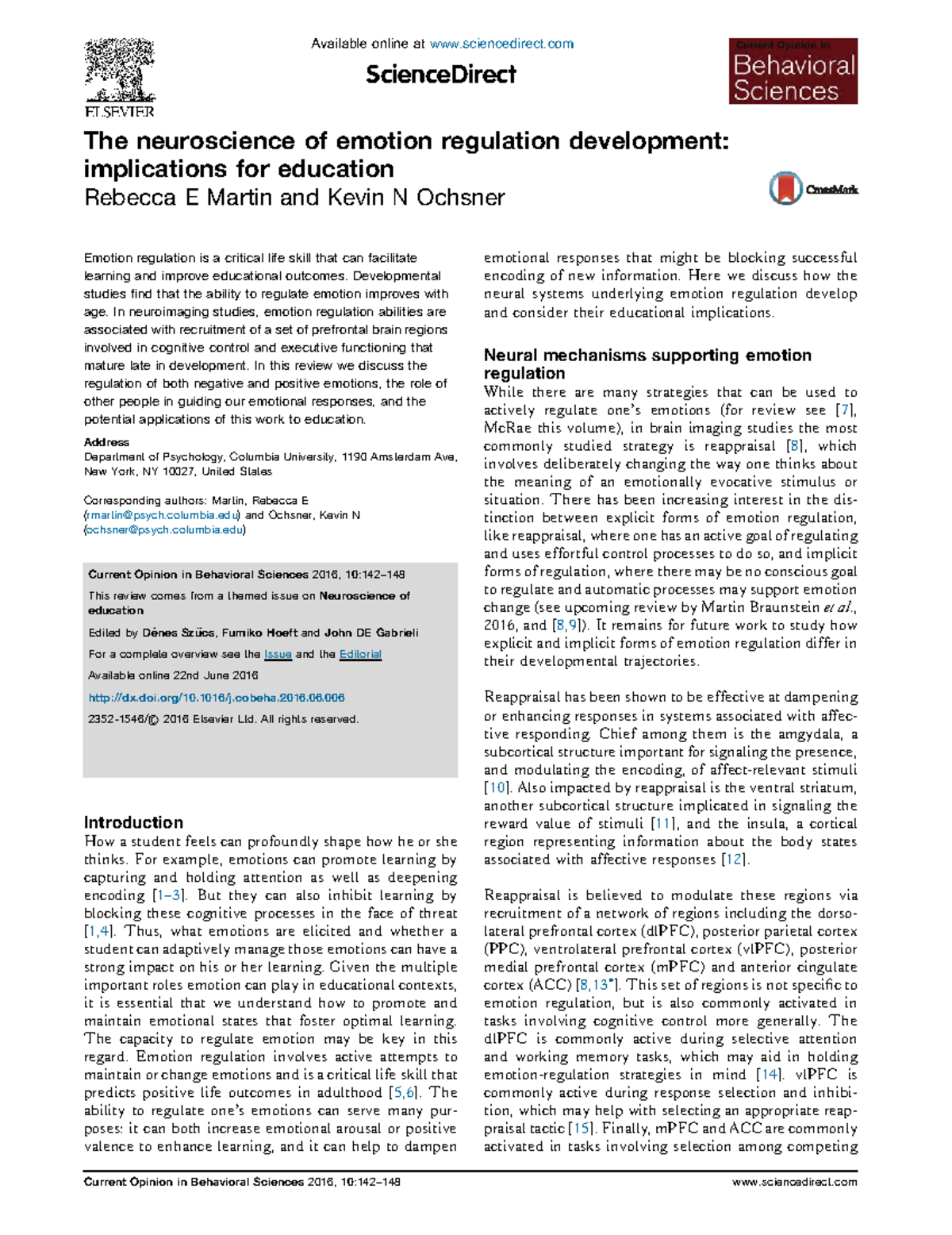 Emotion Regulation Development: Implications for Education (PSY 101 ...