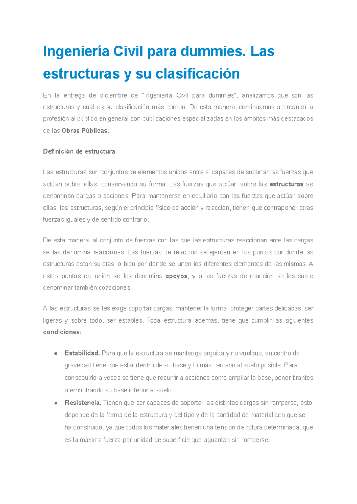 Estructuras en Ingeniería Civil: Tipos y Clasificación Esencial - Studocu