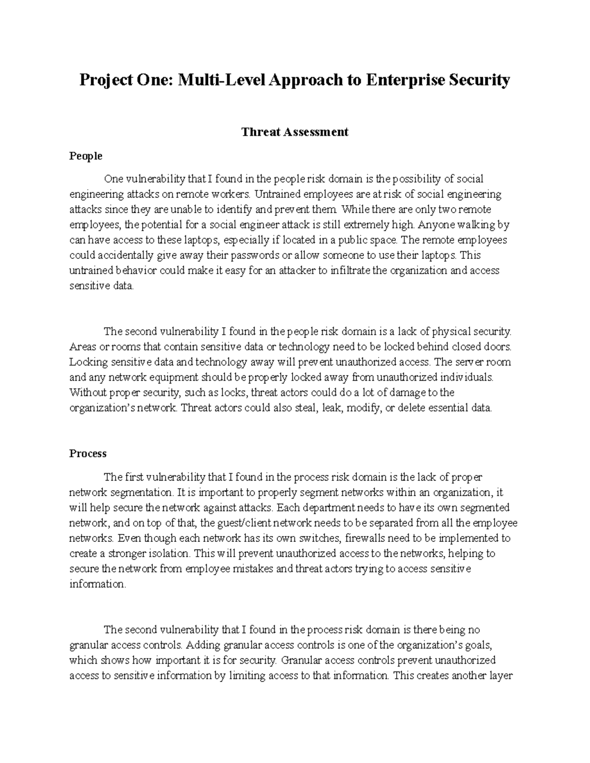 CYB 420 Project One: Multi-Level Enterprise Security Assessment - Studocu