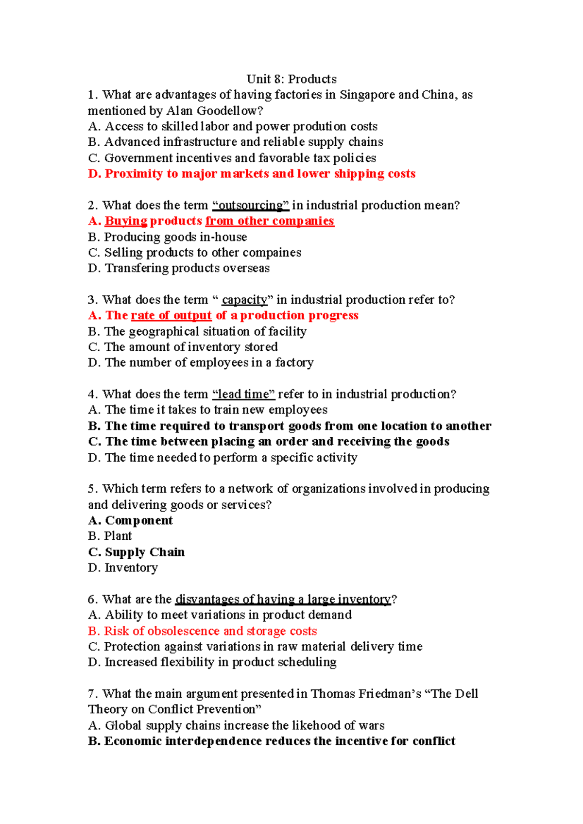 Unit 8: Industrial Production Insights and Supply Chain Analysis - Studocu