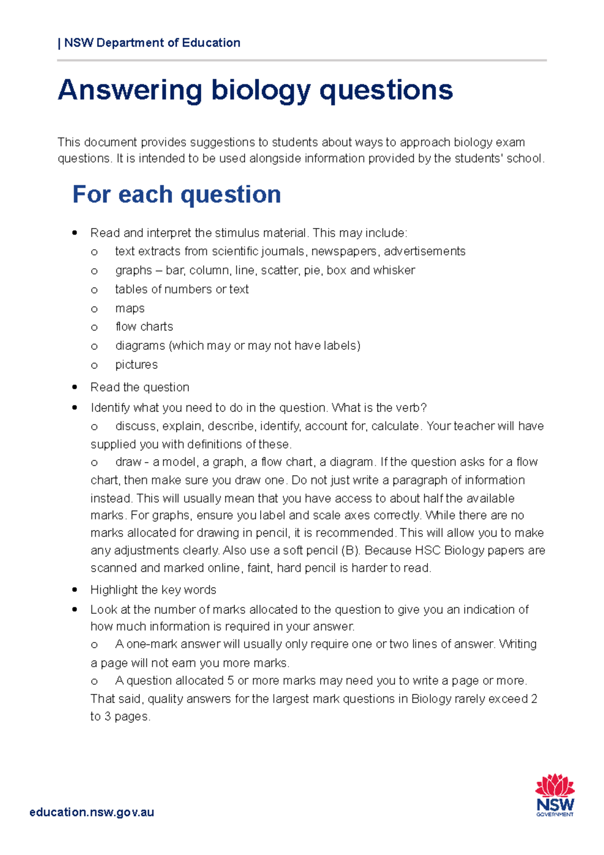 Biology Cross Module Exam Tips - S6 Guide to Answering Questions - Studocu