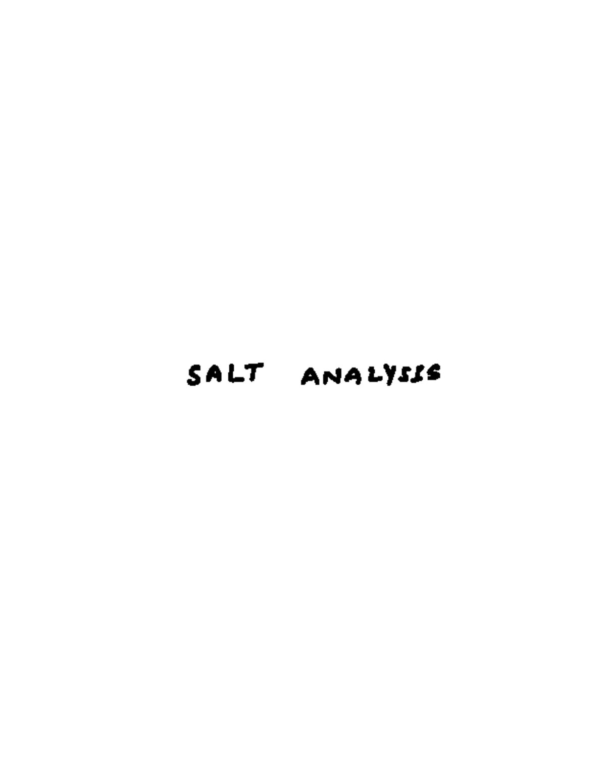 SALT ANALYSIS: Acidic and Basic Radicals in Cations and Anions - Studocu