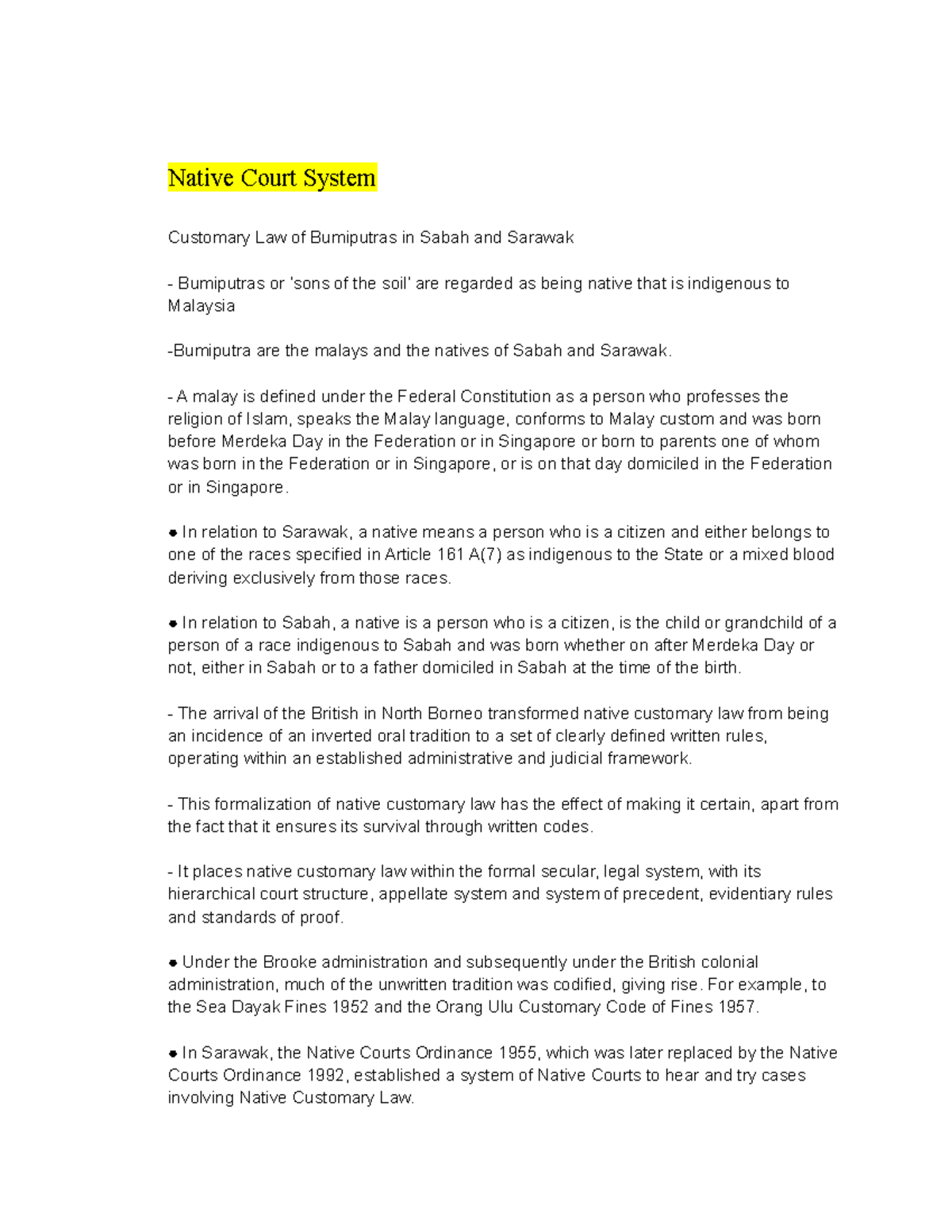 Mls Native Law - Assignments on Customary Law and Courts System - Studocu