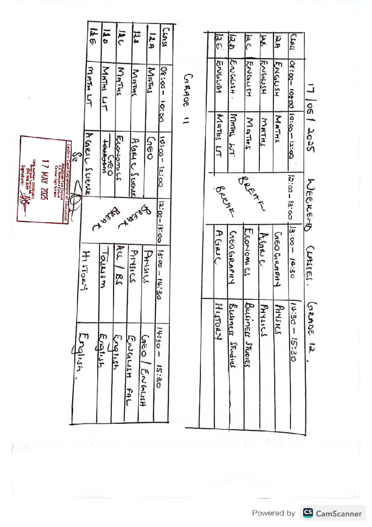 Weekend Classes Timetable for Grade 11 & 12 (CS Class) - Studocu