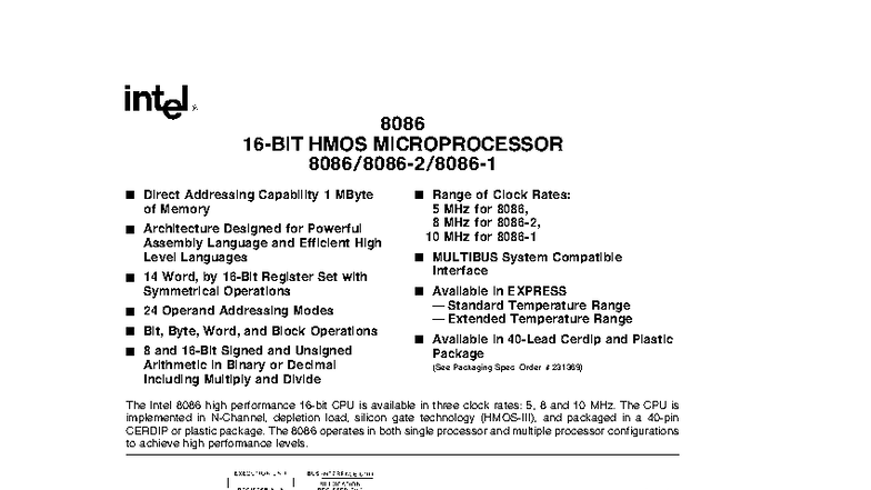Intel 8086 Microprocessor: Architecture & Addressing Modes Overview - Studocu