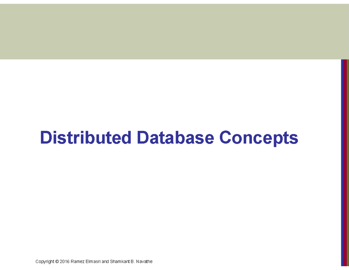 Distributed Database Concepts - Distributed Database Concepts Introduction Distributed computing ...