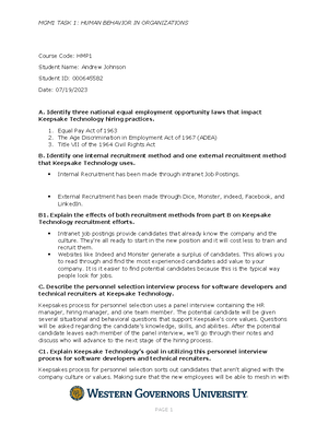 HMP1 - Cases in Advanced Human Resource Management - HMP1: Cases in ...