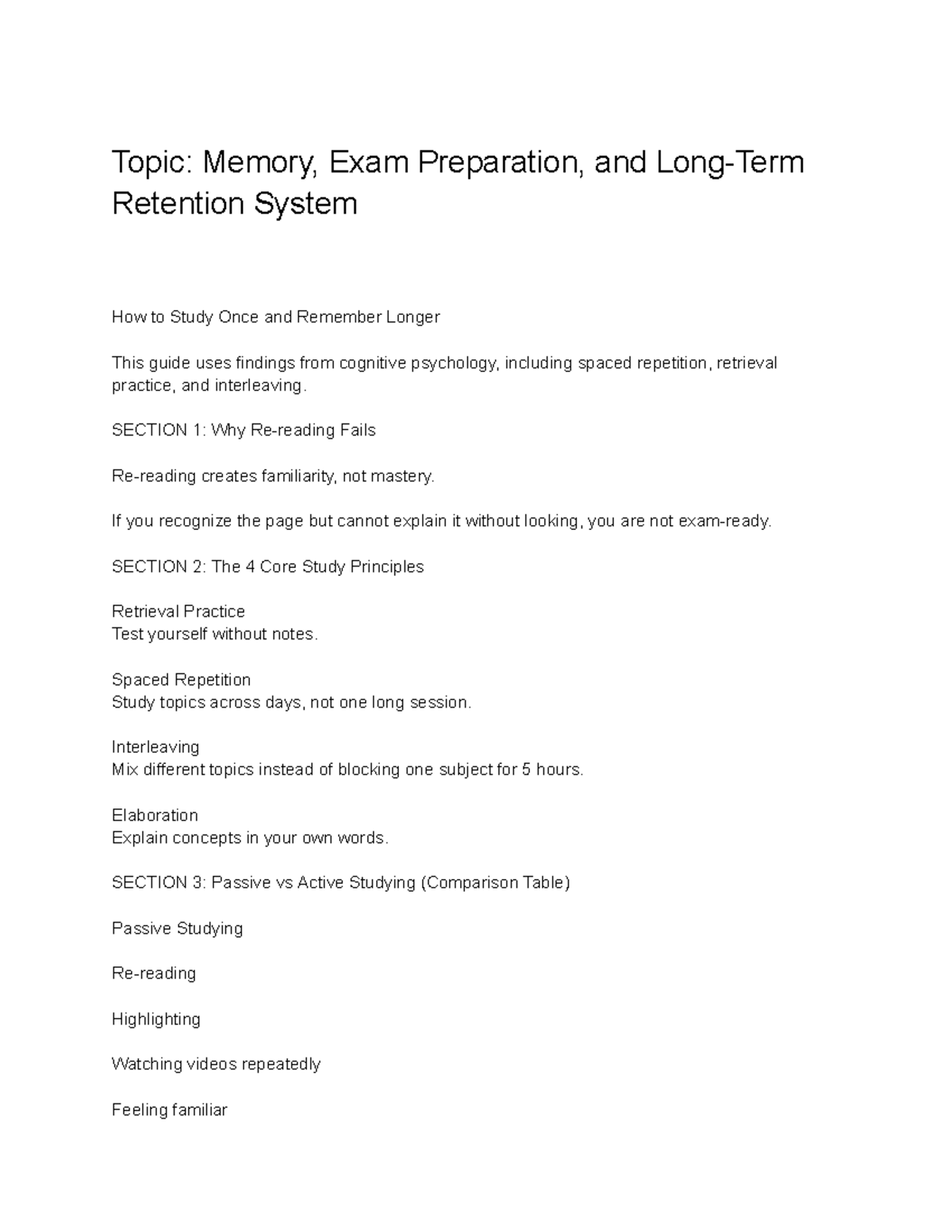 Memory Exam Prep & Retention Strategies: A Study Guide - Studocu