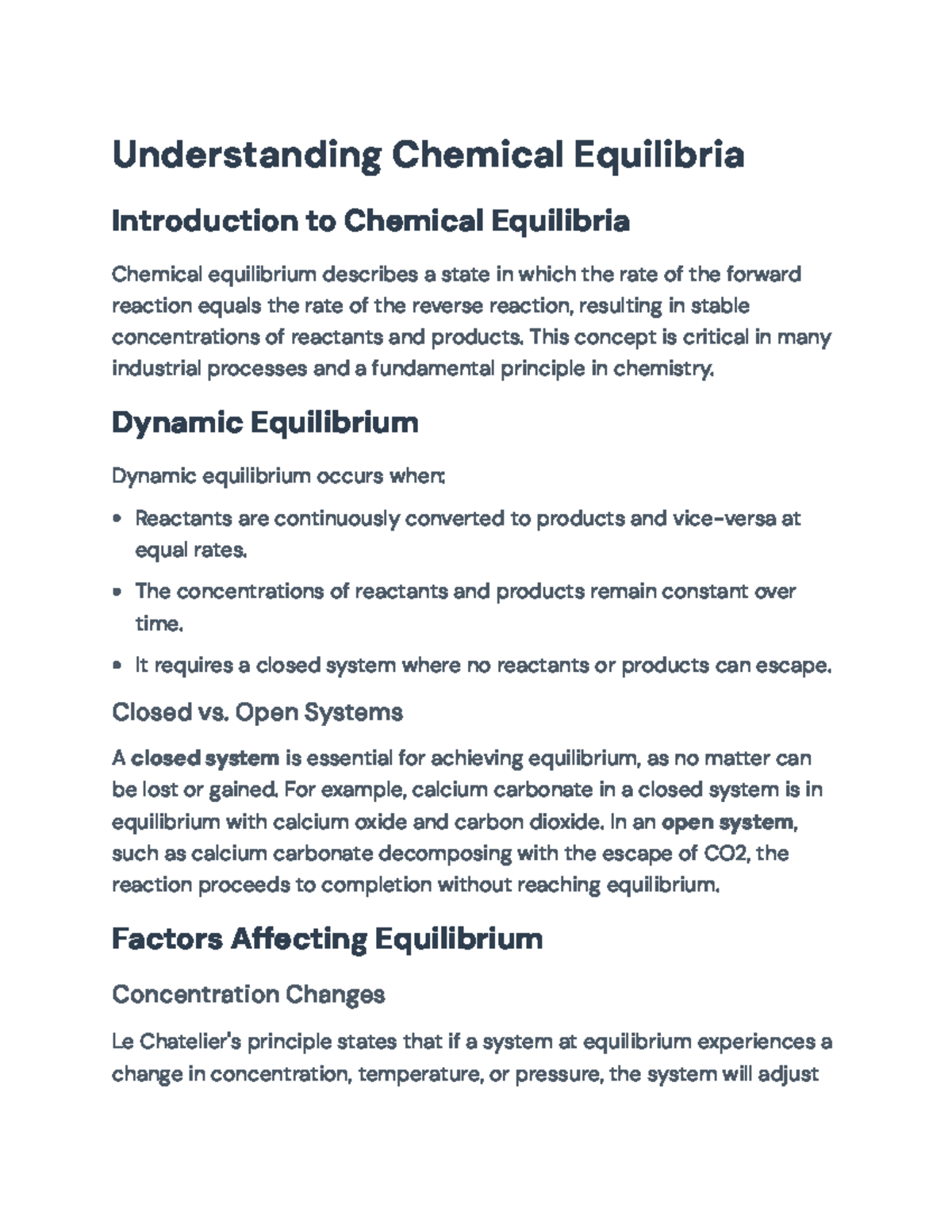 Understanding Chemical Equilibrium: Factors and Applications (CHEM 101 ...