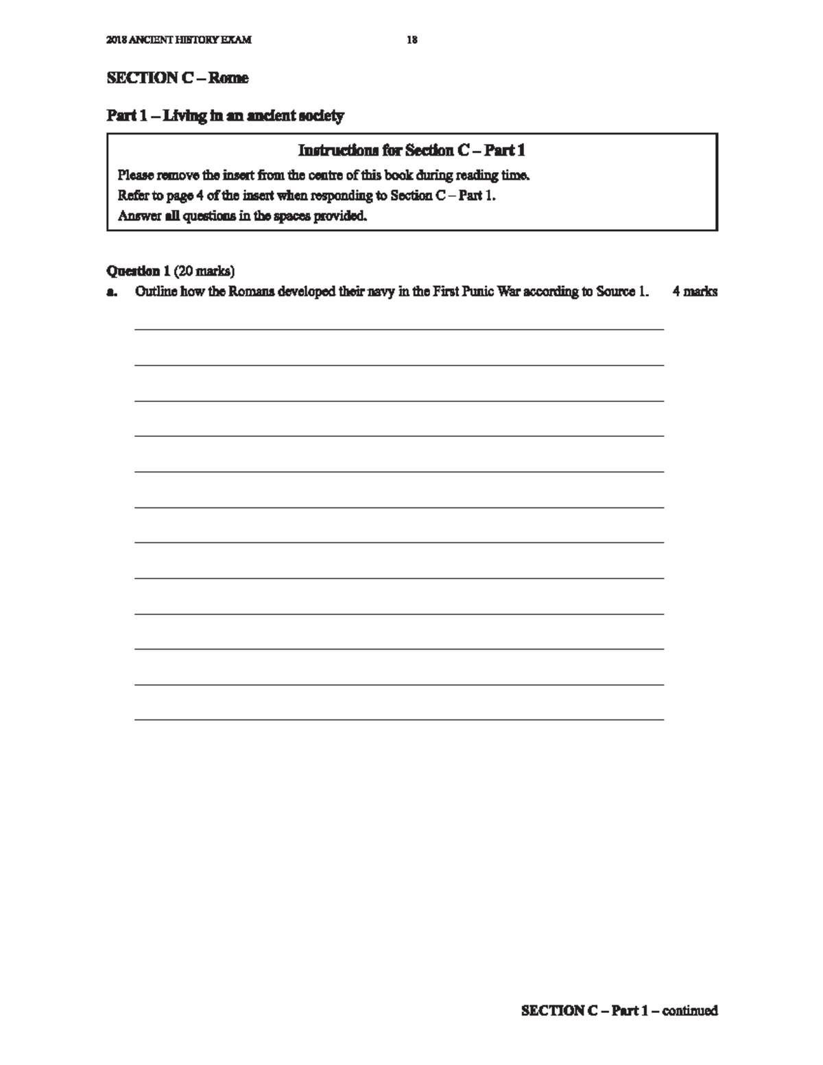 2018 ANCIENT HISTORY EXAM: Rome Section C Insights - Studocu