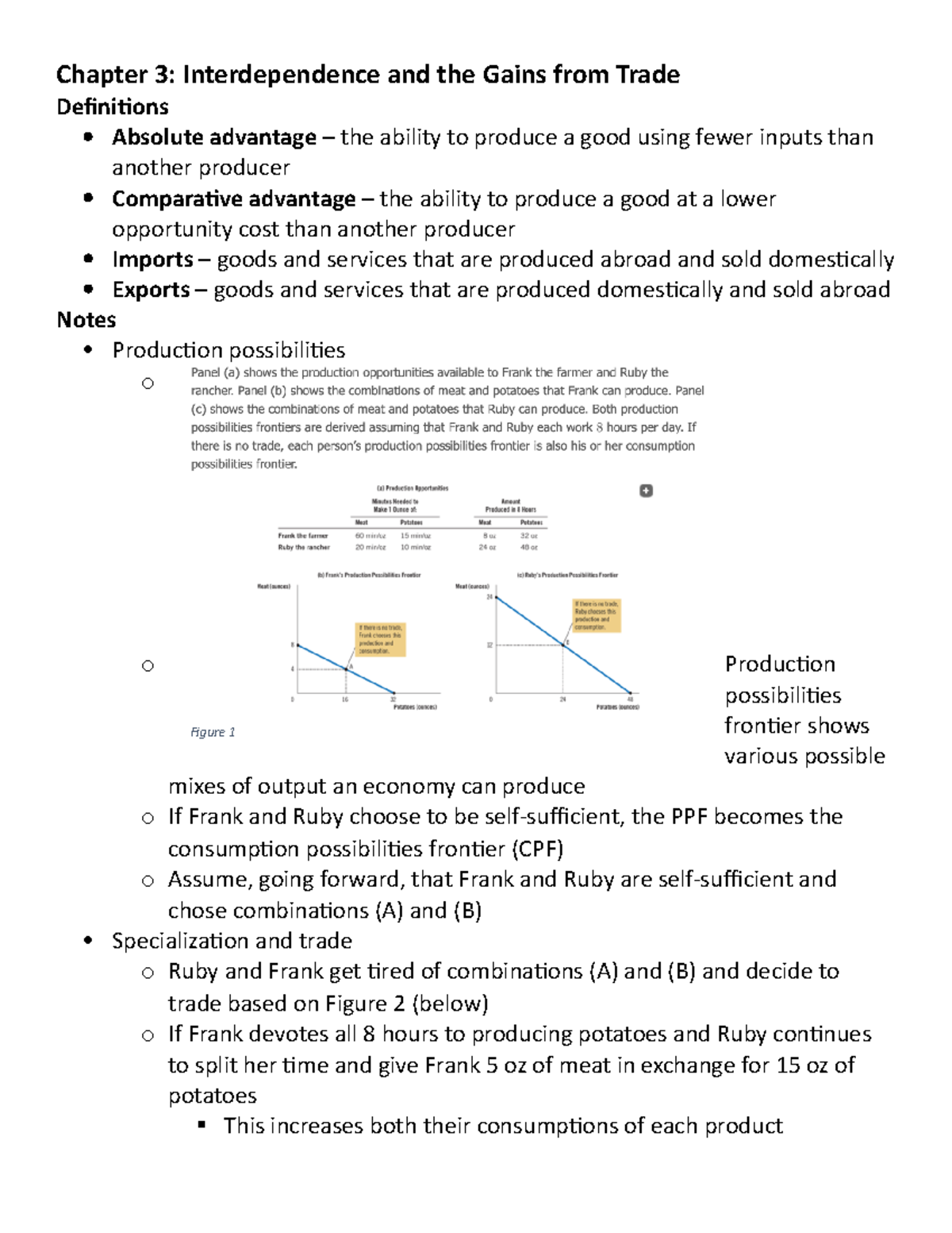 Chapter 3 notes - Chapter 3: Interdependence and the Gains from Trade ...