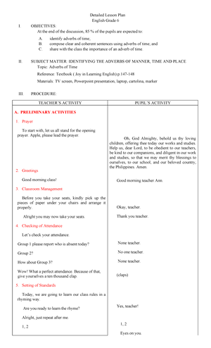 Science 6 lesson plan - A Detailed Lesson Plan in SCIENCE 6 I ...
