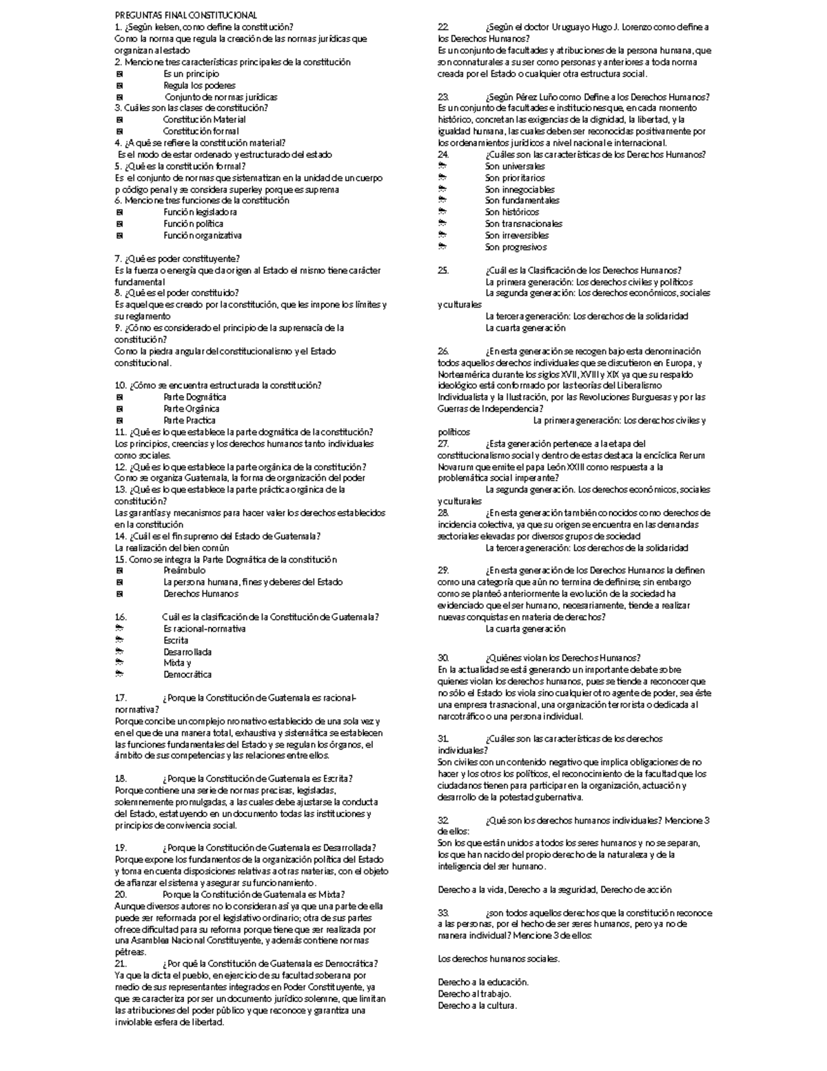Preguntas Finales de Constitucional 1 - Análisis y Respuestas - Studocu