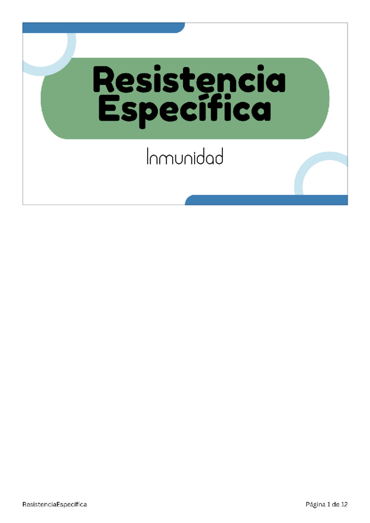 Resistencia Específica en Inmunidad: Mecanismos y Respuestas - Studocu