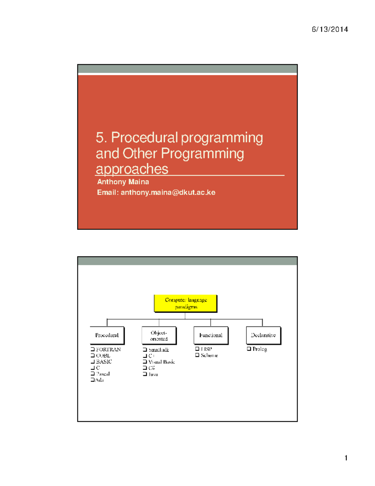 5. Procedural Programming vs. Other Approaches: A Comprehensive Overview - Studocu