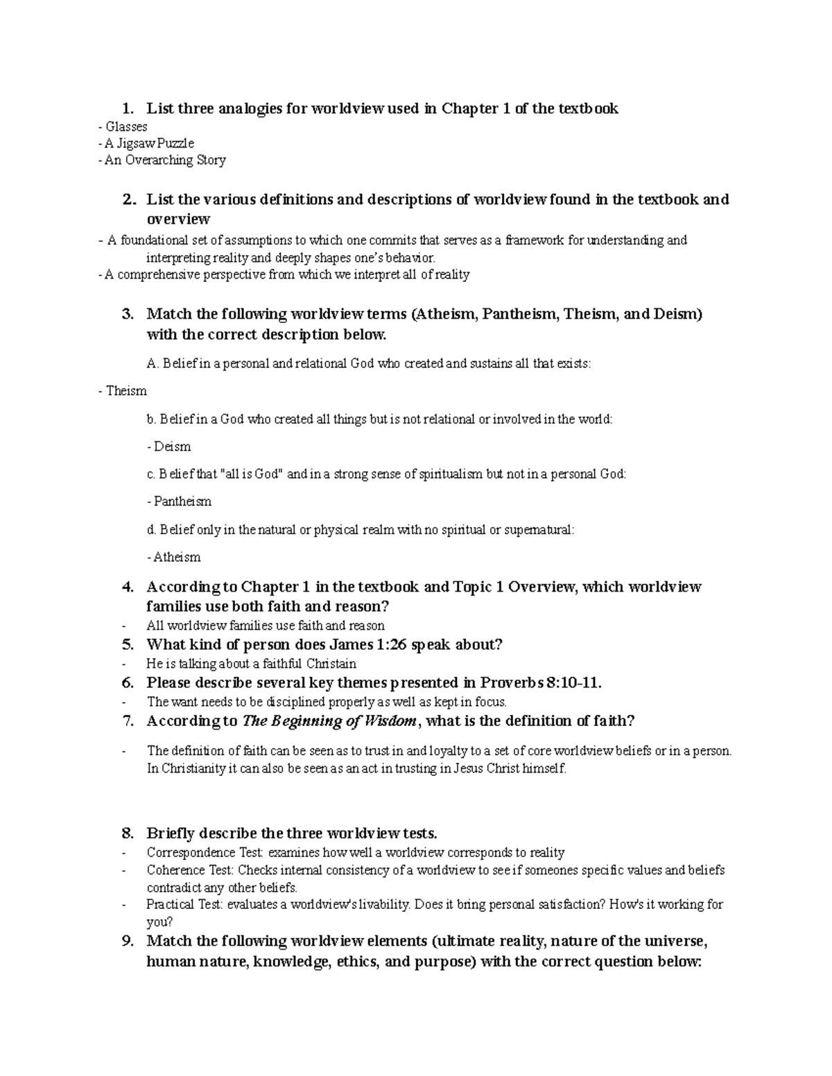 CWV 101 - Worldview Study Guide and Key Concepts Overview - Studocu