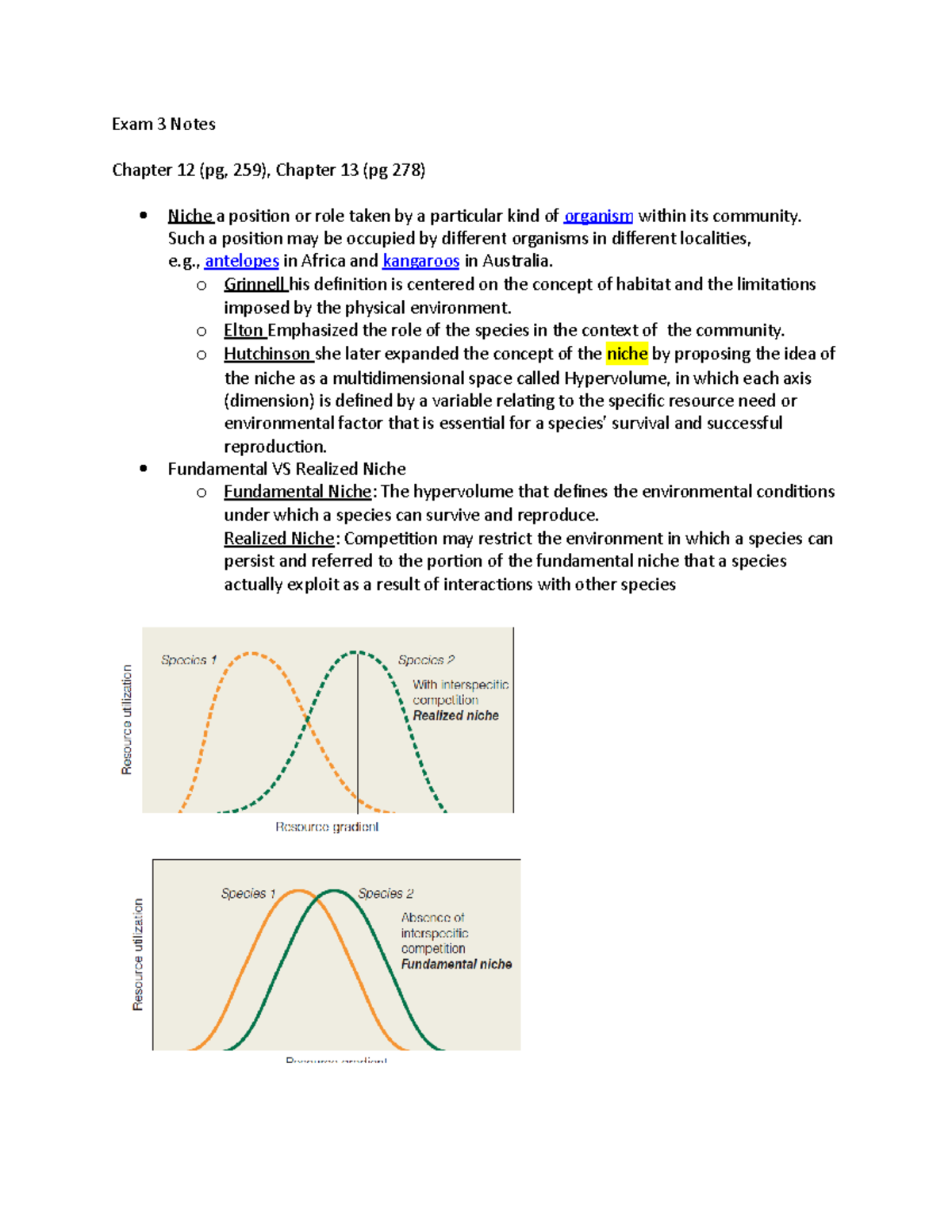 Exam 3 Notes - Exam 3 Notes Chapter 12 (pg, 259), Chapter 13 (pg 278 ...