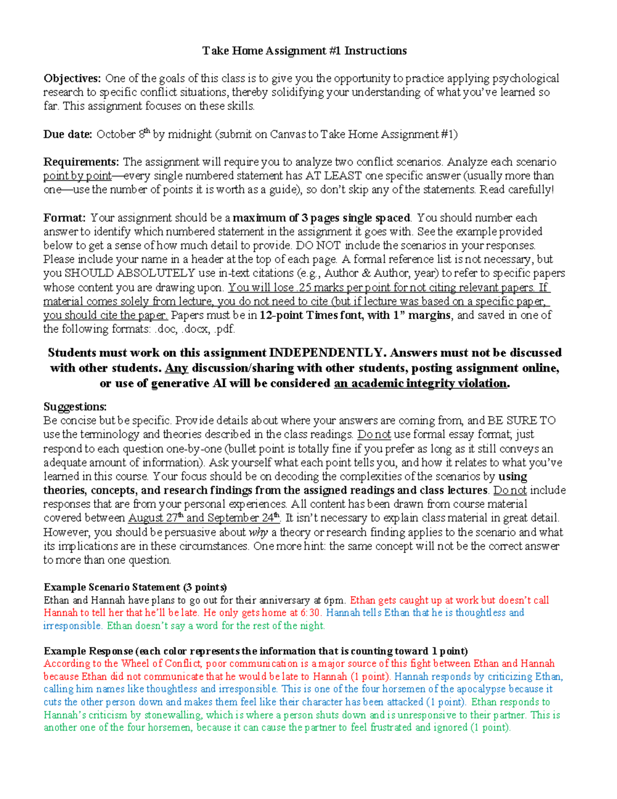 Take Home Assignment #1: Analyzing Conflict Scenarios in Psych - Studocu