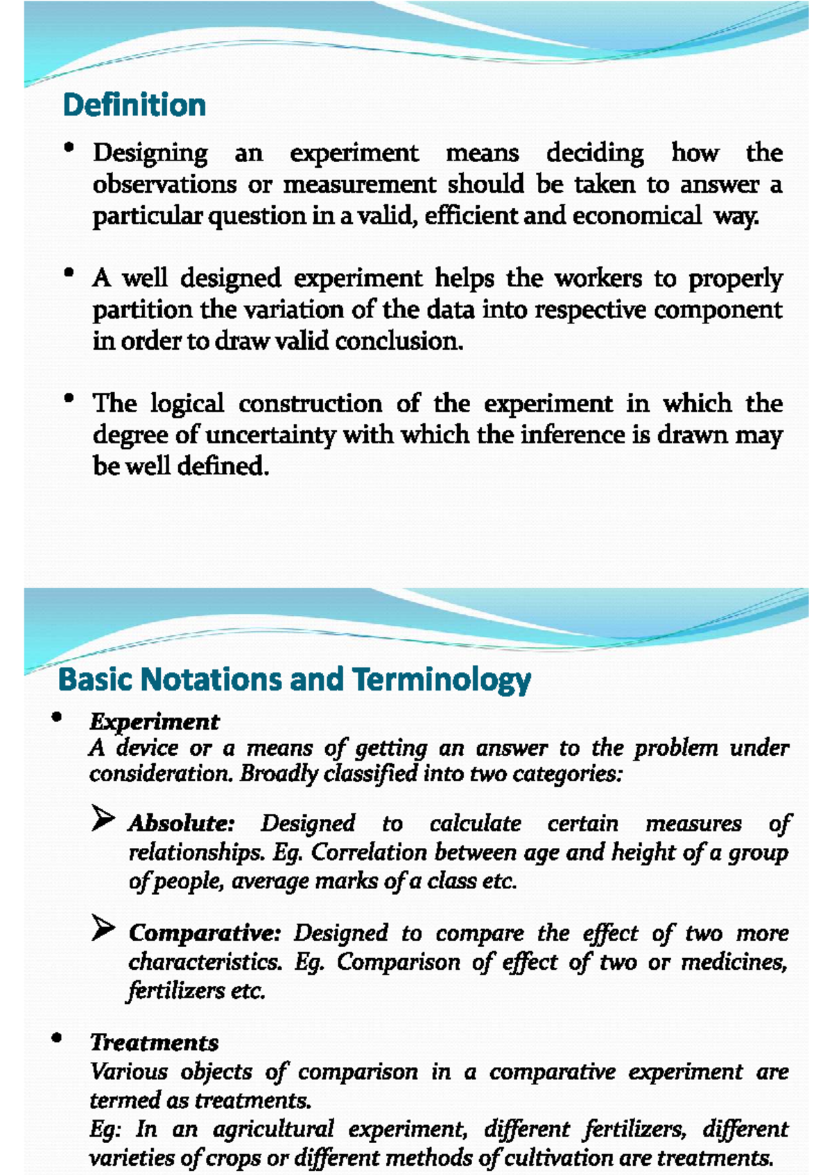 Unit-5: Experimental Design and Statistical Analysis Techniques - Studocu