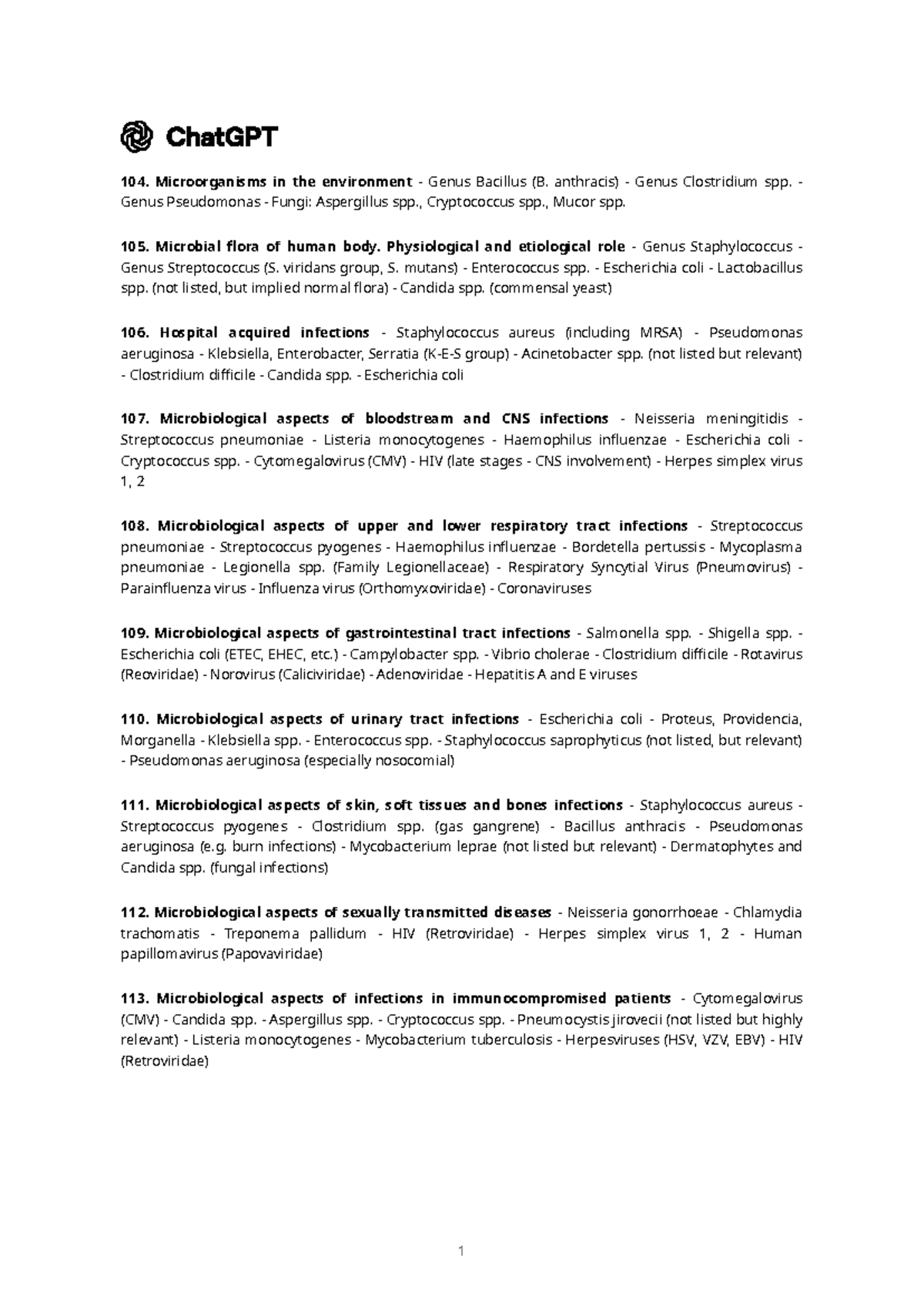 Microbio Syllabus Map: Key Microorganisms & Infections Overview - Studocu