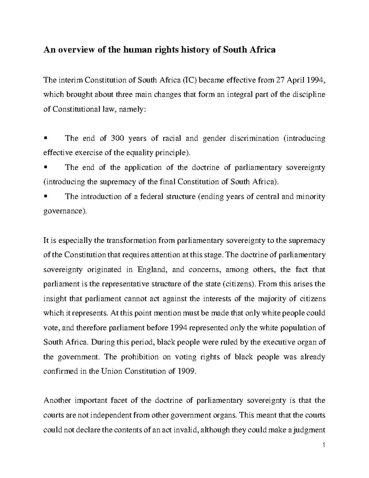 History of Human Rights in South Africa - An overview of the human ...