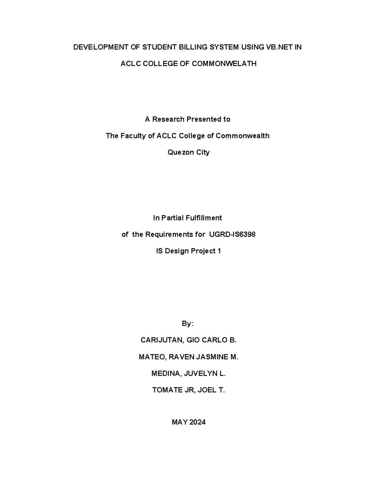 Thesis - Final - Development of Student Billing System Using VB.NET ...