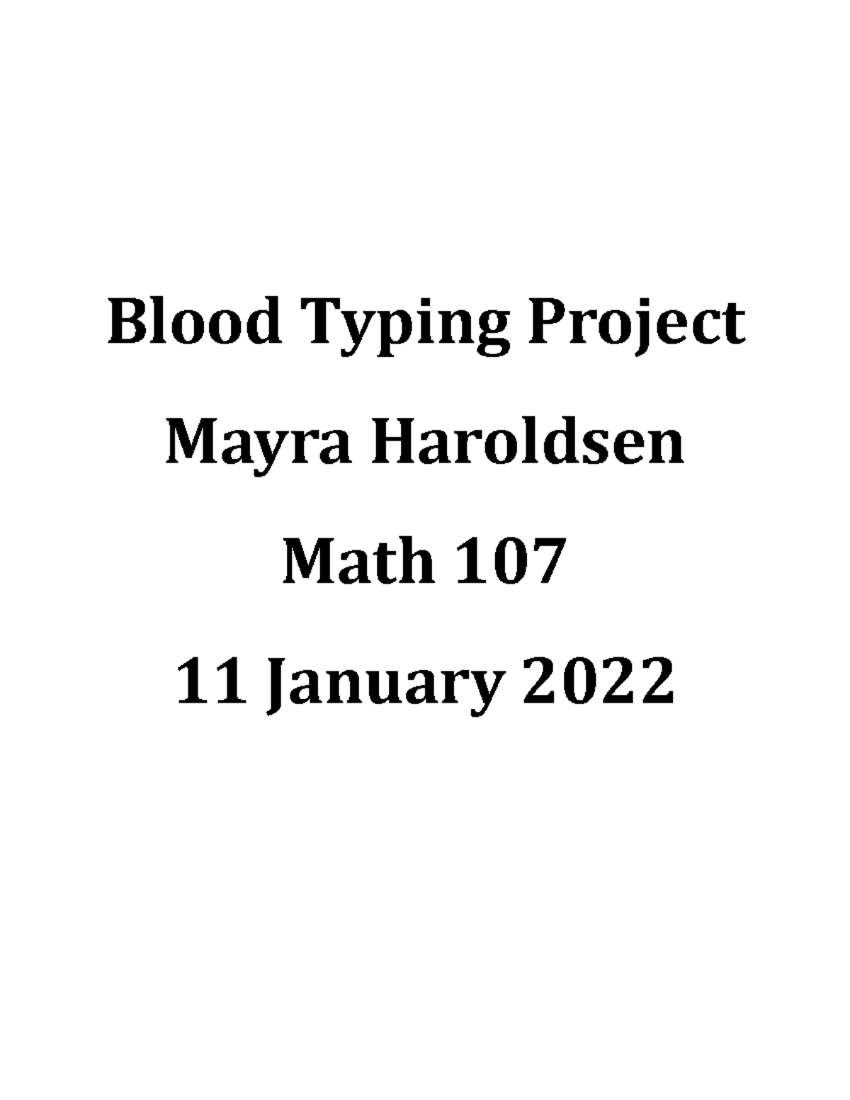Math 107 Project: Blood Typing & Venn Diagram Analysis - Studocu