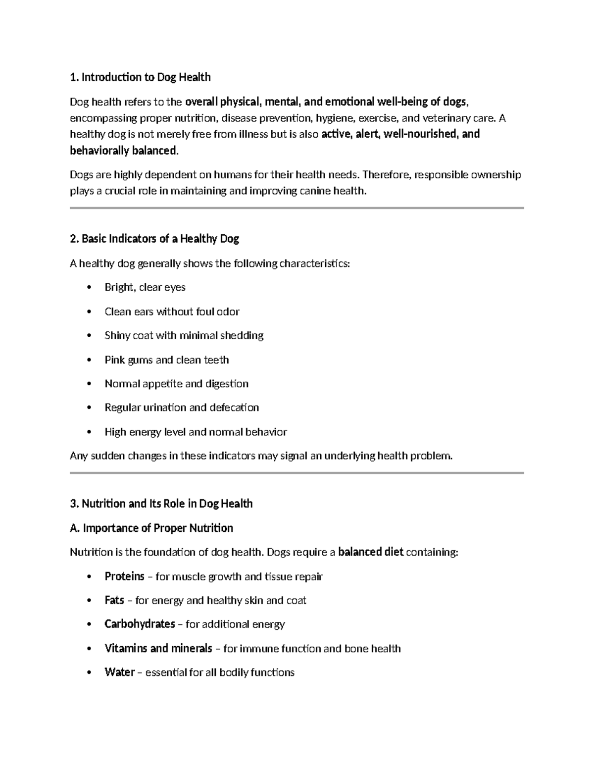 Dog Health Overview: Key Aspects & Care (Course Code: 1) - Studocu