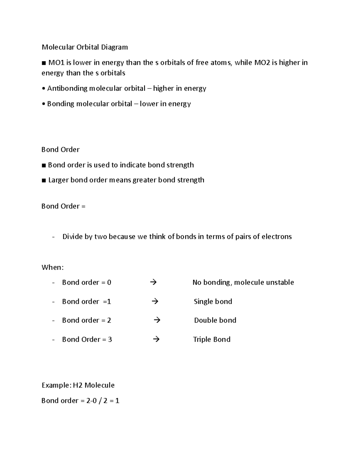 230 - Molecular Orbital Diagram - Molecular Orbital Diagram MO1 is ...