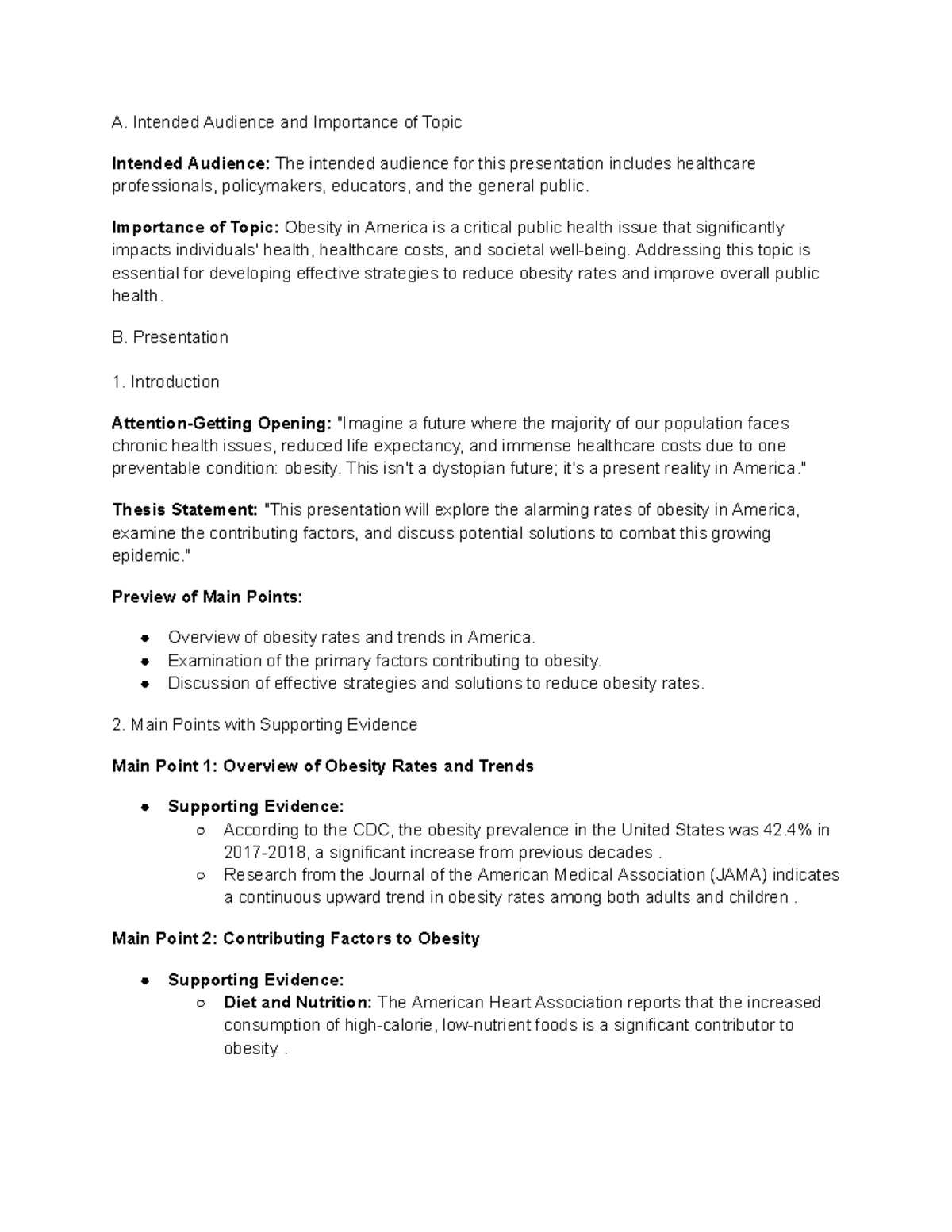 Presentation PLAN - passed - A. Intended Audience and Importance of ...
