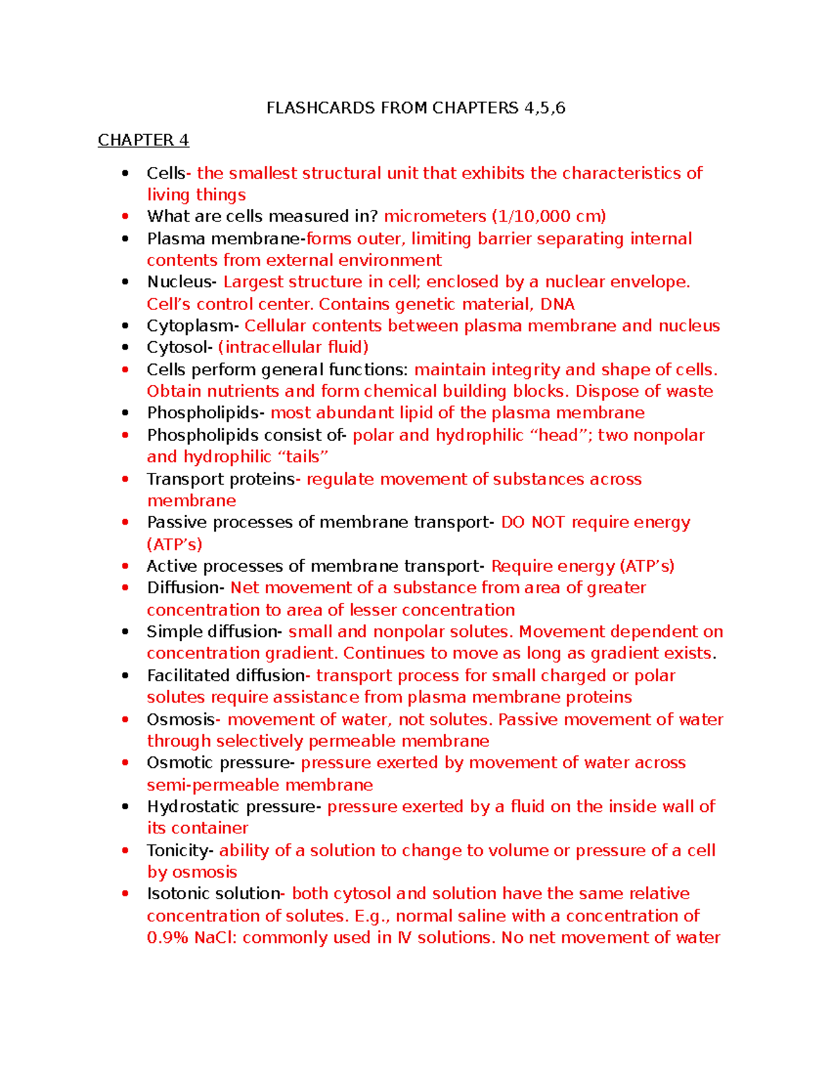 Biology 101: Chapter 4-6 Notes on Cells, Tissues, and Integumentary ...