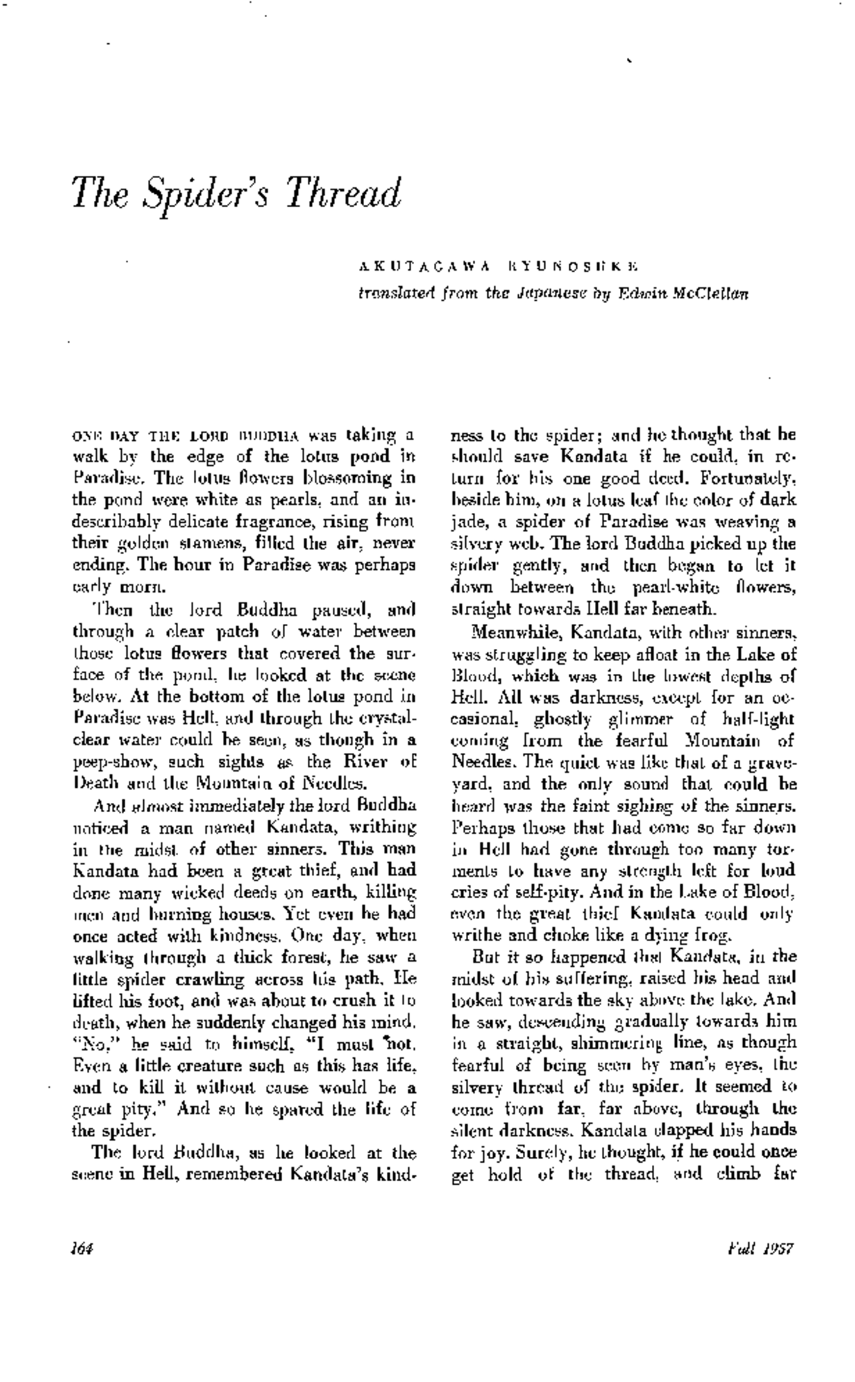 Spiders Thread Ryunosuke - The Spider’s Thread A K U T A G A W A R Y U ...