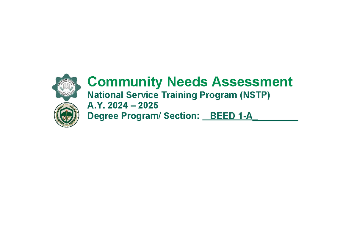 bachelor of secondary education - Community Needs Assessment National ...