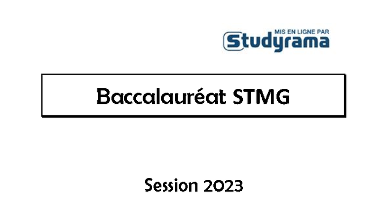Bac STMG 2023: Corrigé Épreuve Management et Sciences de Gestion - Studocu
